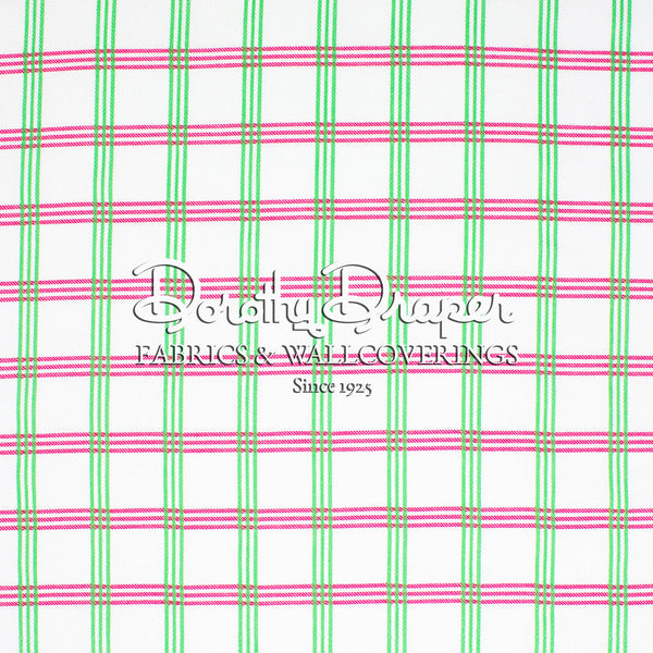 Cooper Plaid Green & Raspberry Fabric – Dorothy Draper Home
